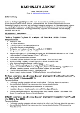 L2 desktop support eng resume | DOC