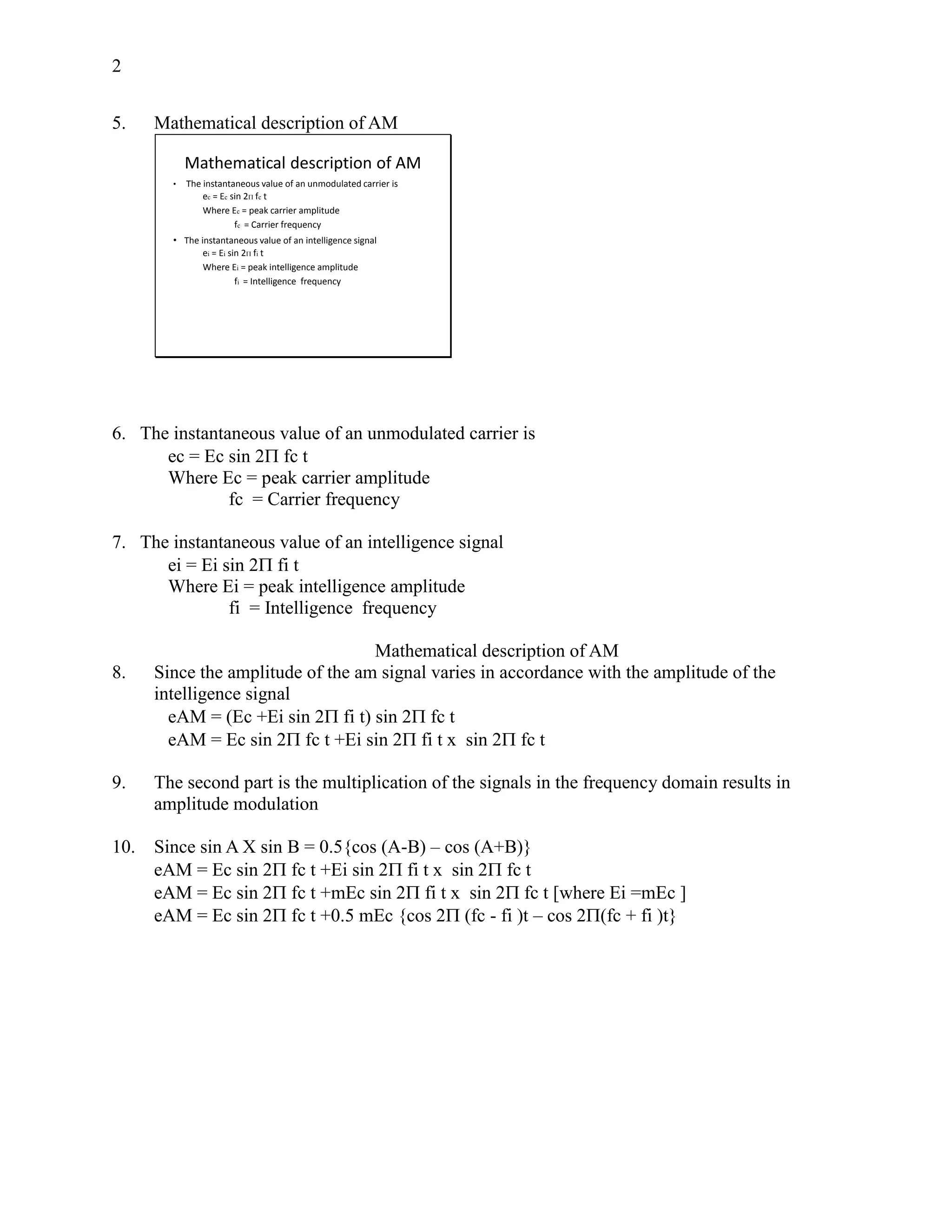L2 fundamentals of amplitude modulation notes | PDF