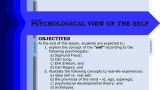 Psychological view of the self on to understand the self | PPTX