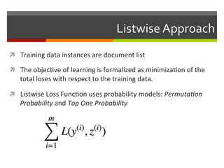 Learning to Rank - From pairwise approach to listwise | PPT