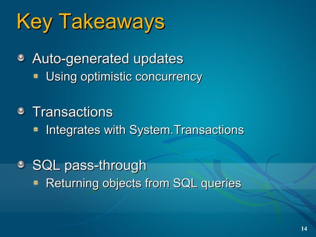 Object Relational Mapping with LINQ To SQL | PPT
