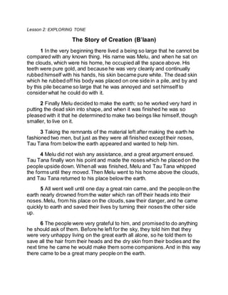 L2 the story of the creation | DOCX