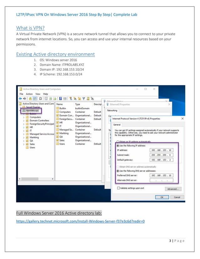 L2 tp i-psec vpn on windows server 2016 step by step | PDF | Computer Networking | Computing