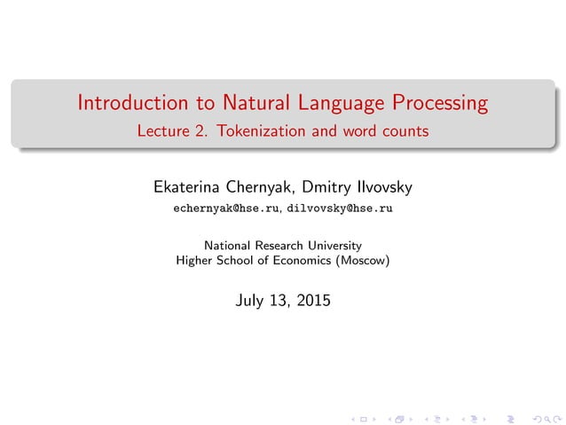 Intro to NLP. Lecture 2 | PDF | Computing | Technology & Computing