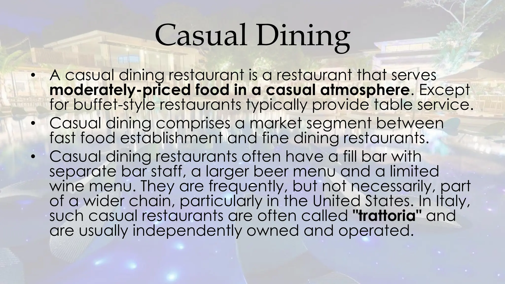 Hotel Classifications and Types of Restaurants | PDF