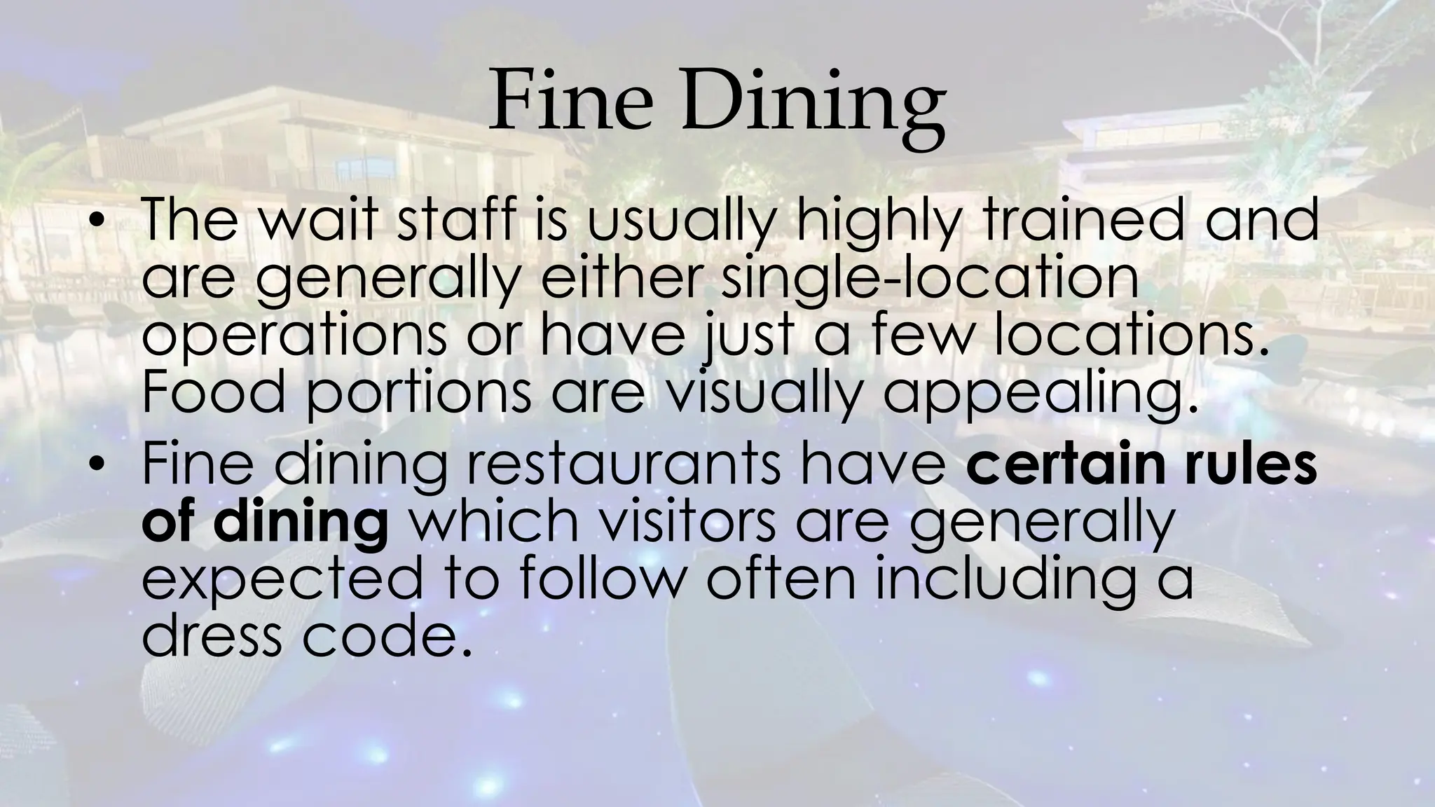 Hotel Classifications and Types of Restaurants | PDF