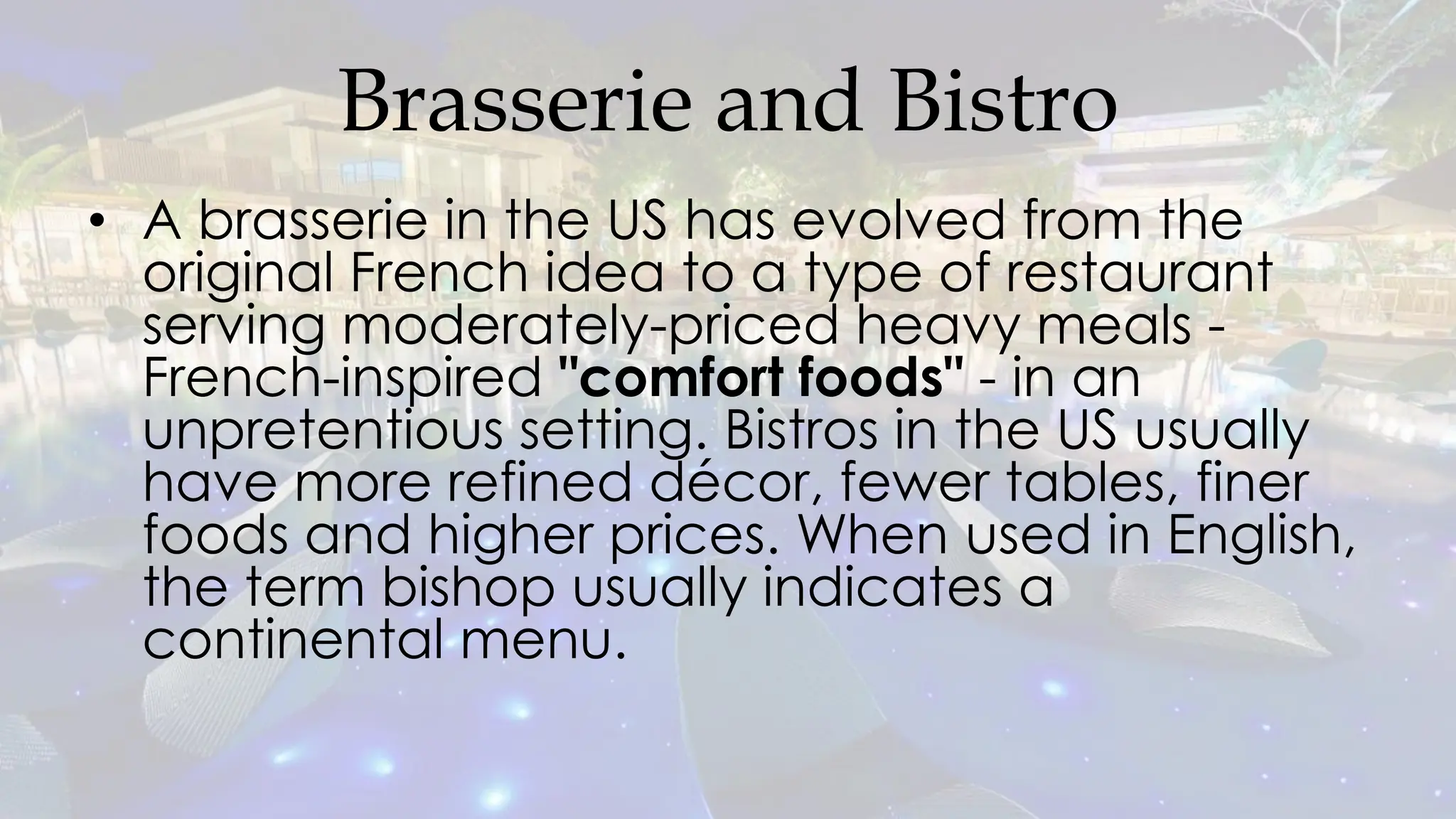 Hotel Classifications and Types of Restaurants | PDF