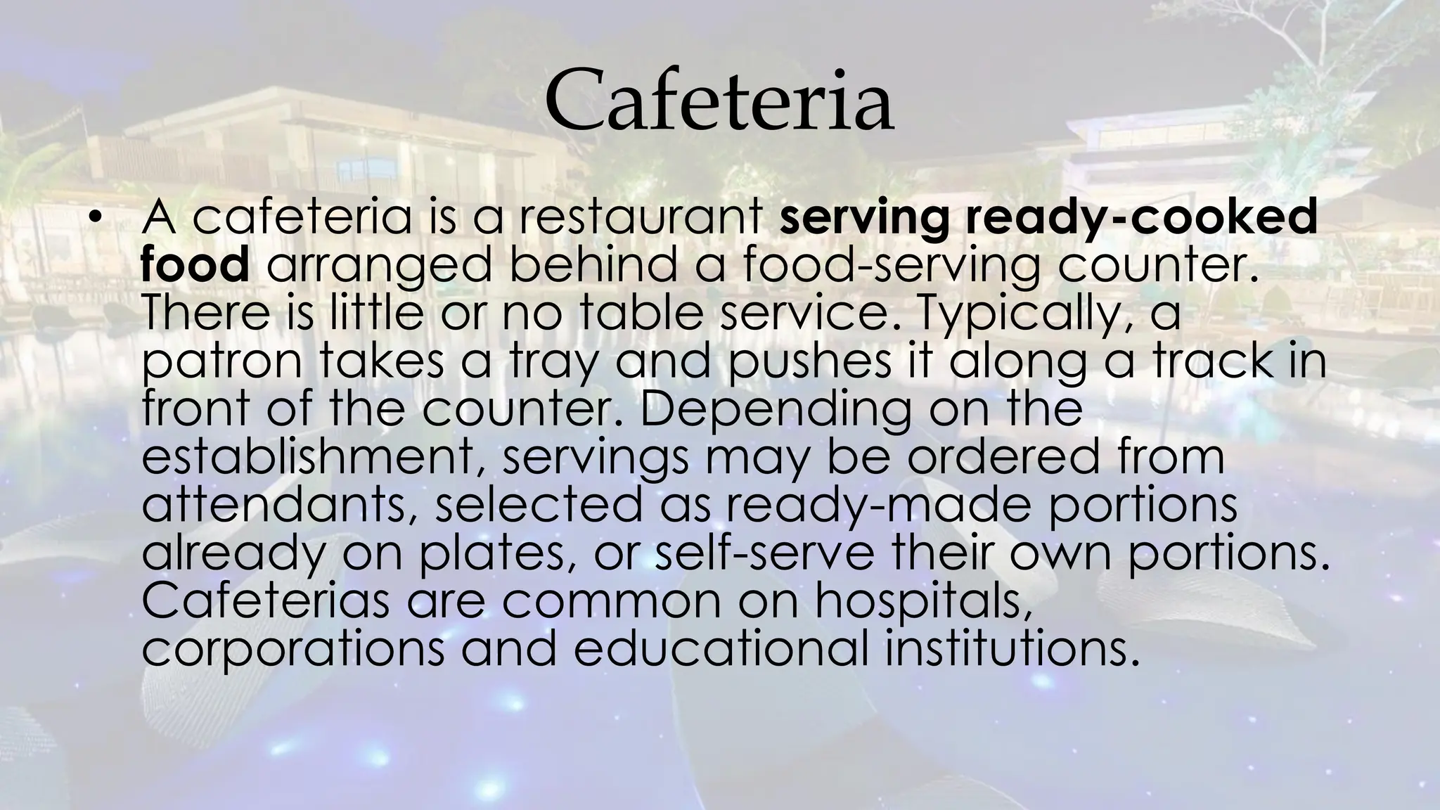 Hotel Classifications and Types of Restaurants | PDF