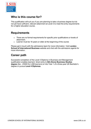 Level 3 Diploma in Business and Management (120 credits) | PDF