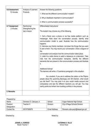 Grade 11 Oral Communication in Context Lesson 3 | DOCX