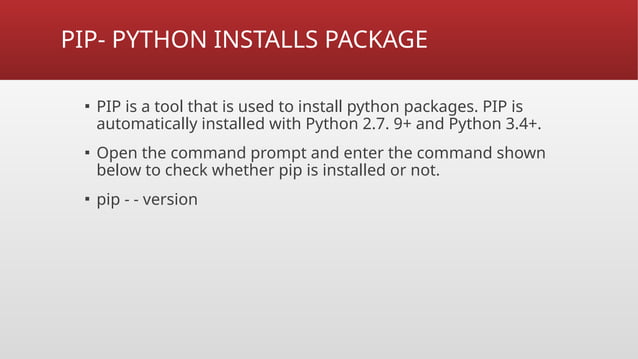 Pip And Pygame Made Using Python Programming Pptx