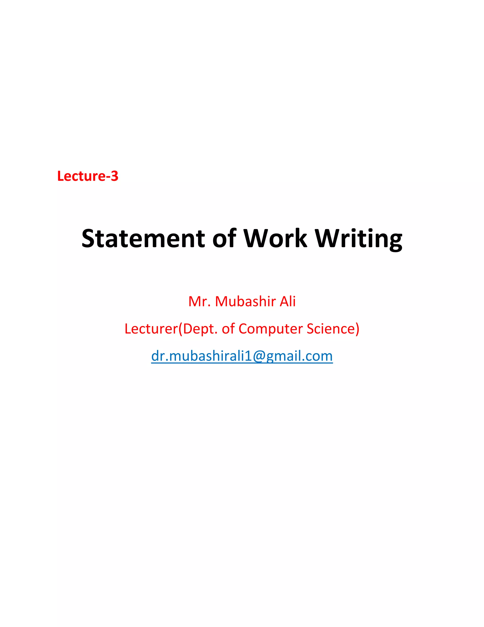 Lect-3: Statement of Work - Write effective SOW for Software Project ...
