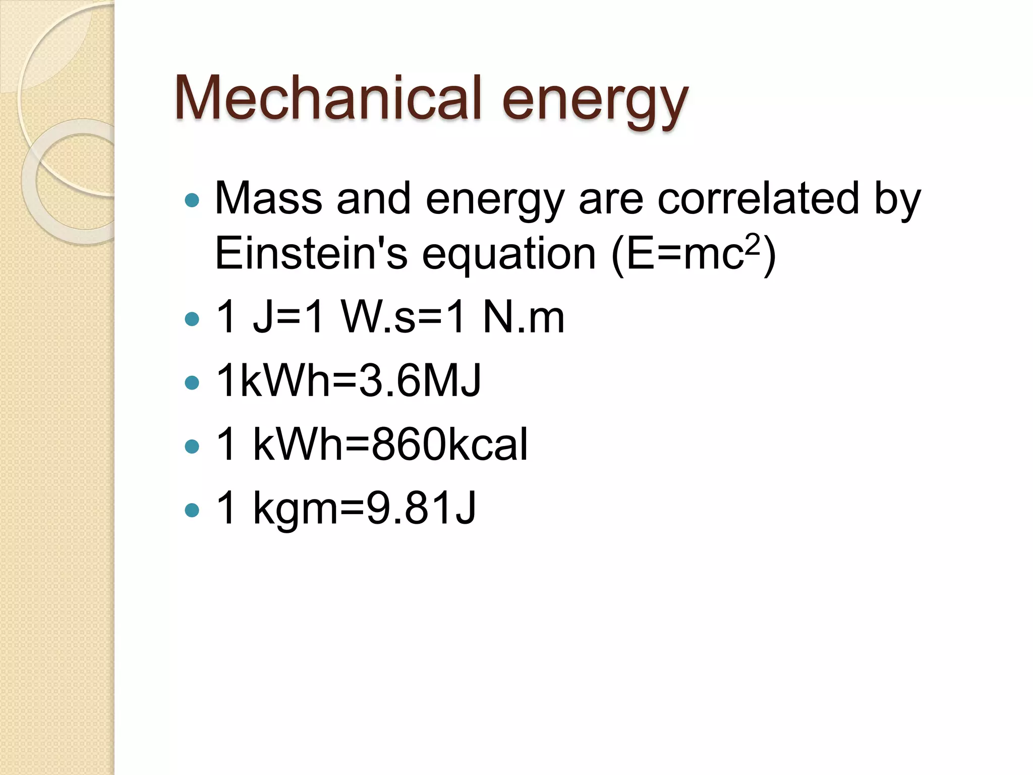 L3 unit 1 energy ( units of energy, conversion factors, classification ...