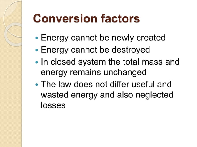 L3 unit 1 energy ( units of energy, conversion factors, classification ...