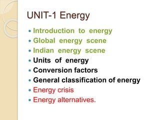 L3 unit 1 energy ( units of energy, conversion factors, classification ...