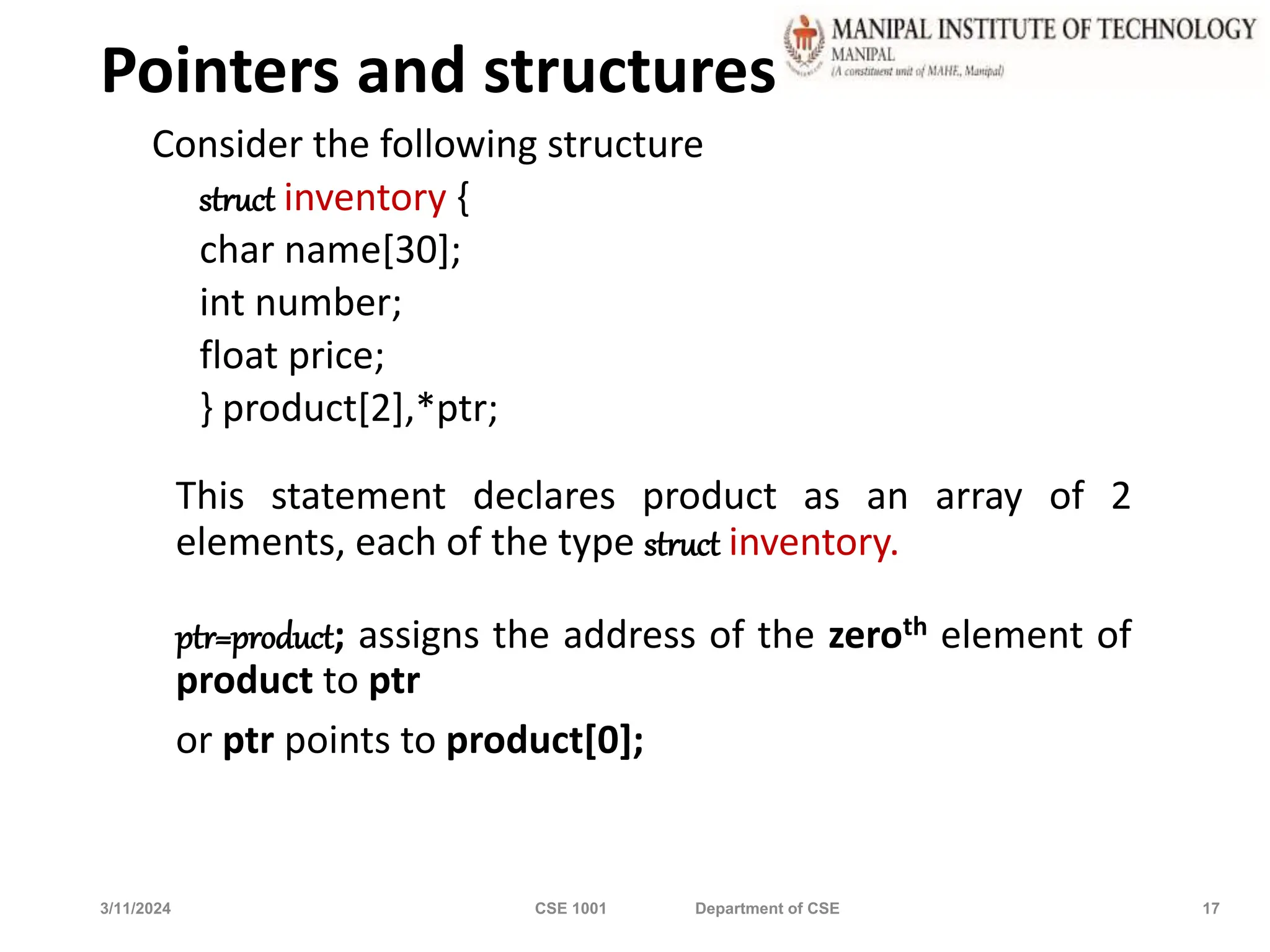 Coding - L30-L31-Array of structures.pptx | Programming Languages | Computing