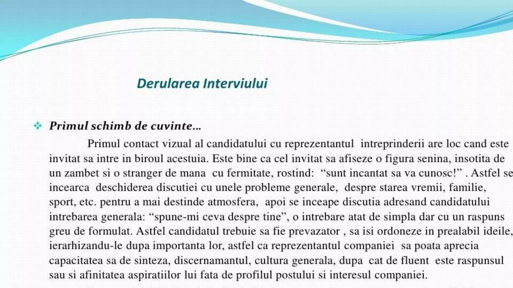 Interviu pentru angajare | PPT