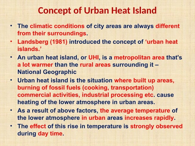 Urban heat islands concept, causes and effects | PPTX | Indoor ...