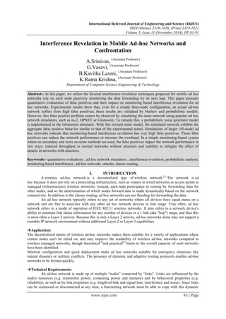 Interference Revelation in Mobile Ad-hoc Networks and Confrontation | PDF | Computer Networking ...
