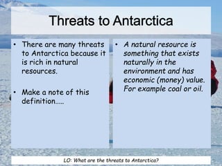L3 ap antarctica human threats | PPTX | Environment | Science