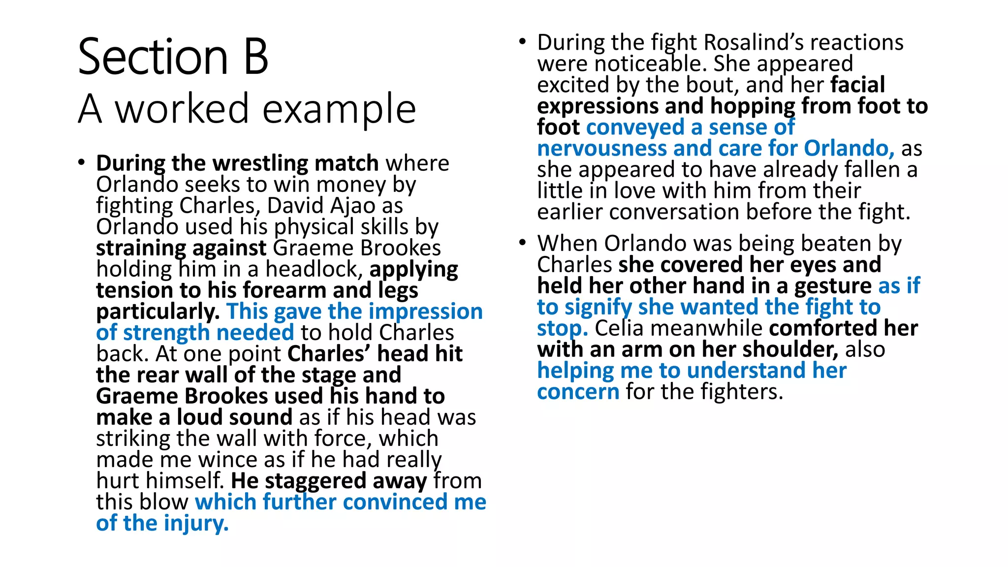 GCSE Drama (Edexcel) Section B - As You Like It - 6 mark question | PPTX