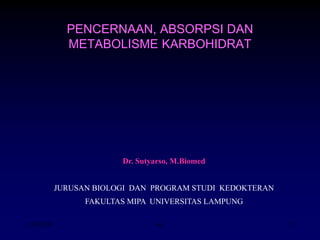 pencernaan absorpsi dan metabolisme karbohidrat | PPT