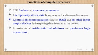 Computer Components, CPU, Memory unit, input unit, output unit | PPTX