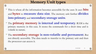 Computer Components, CPU, Memory unit, input unit, output unit | PPTX