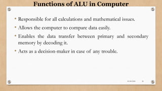 Computer Components, CPU, Memory unit, input unit, output unit | PPTX