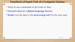 Computer Components, CPU, Memory unit, input unit, output unit | PPTX