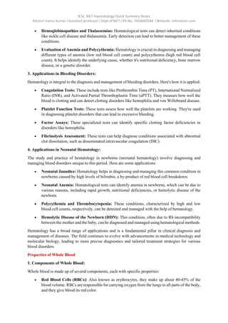 Notes of Shape and Size of RBCs, Structure of RBCs, Life Cycle of RBCs ...