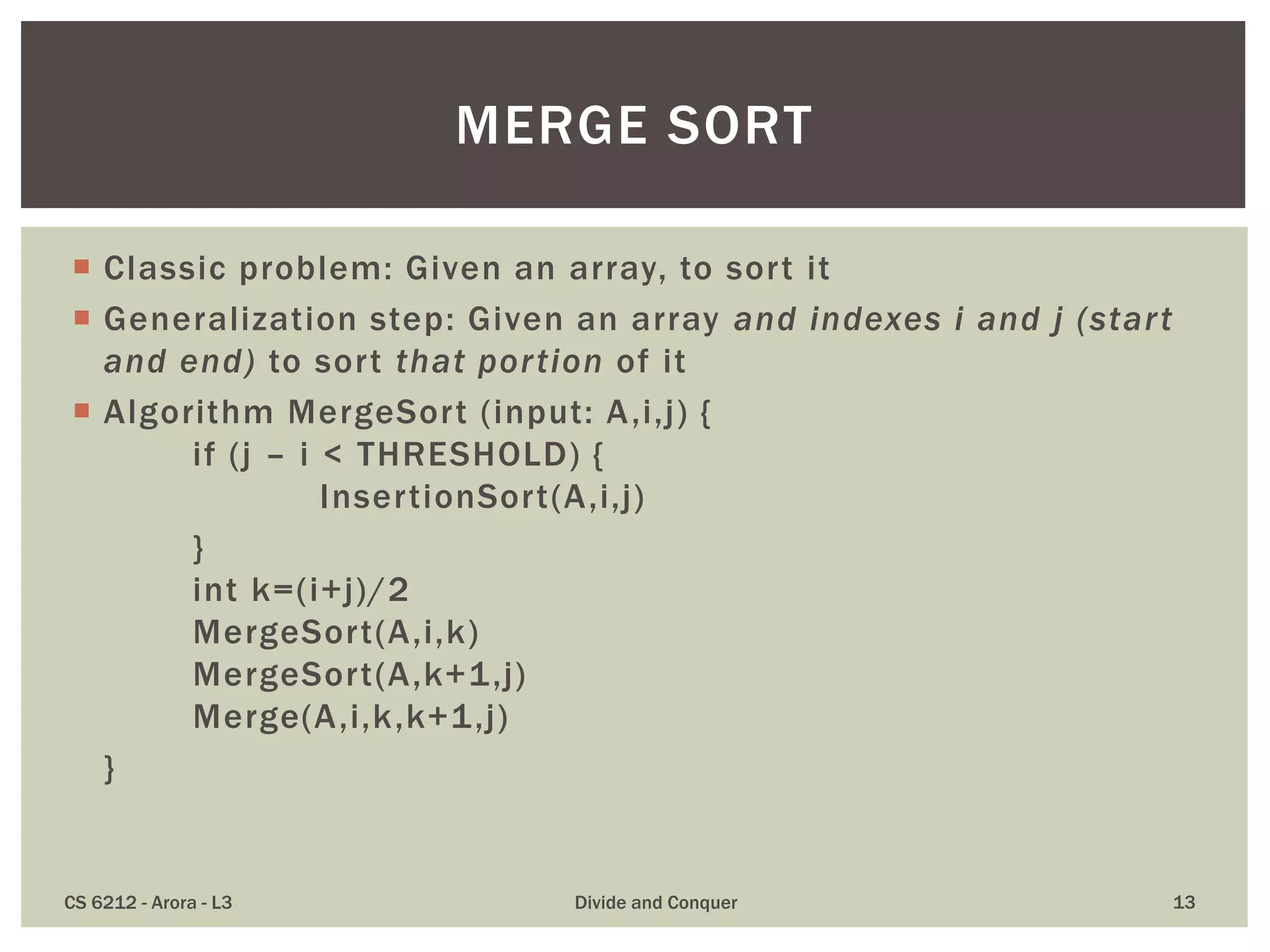 Divide And Conquer Part 1 Pptx Programming Languages Computing