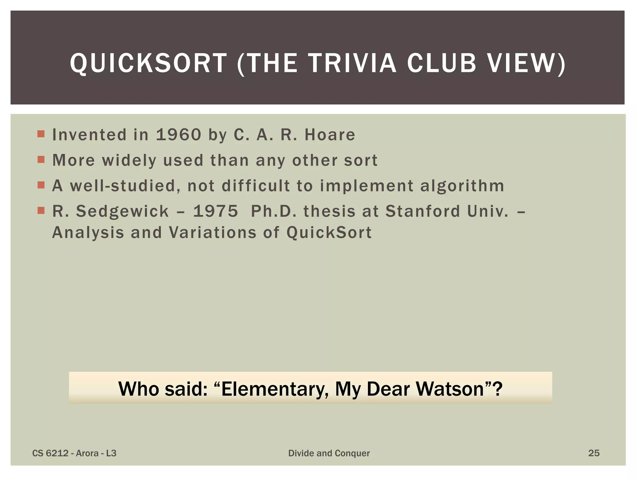 Divide And Conquer Part 1 Pptx Programming Languages Computing