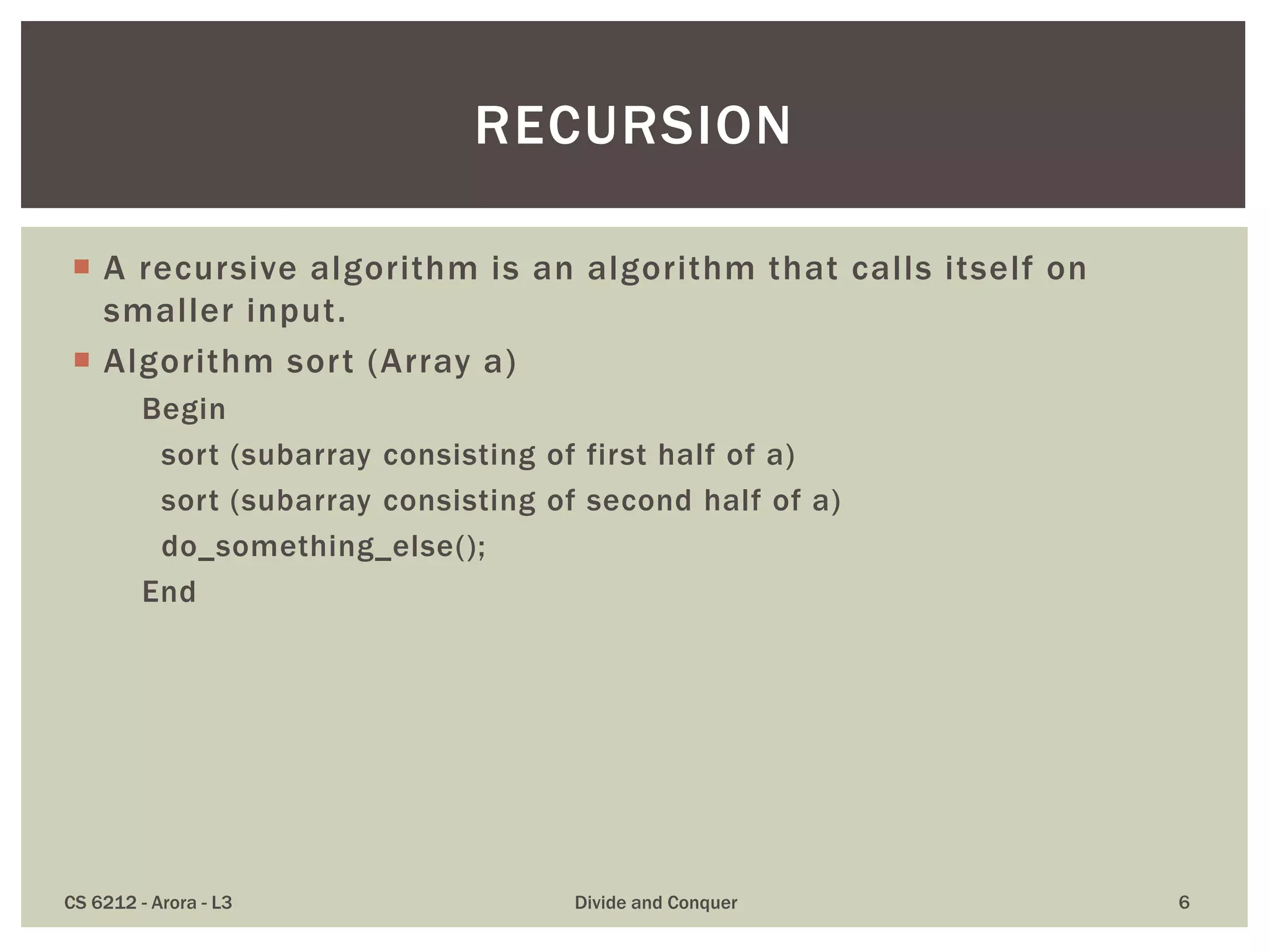 Divide And Conquer Part 1 Pptx Programming Languages Computing