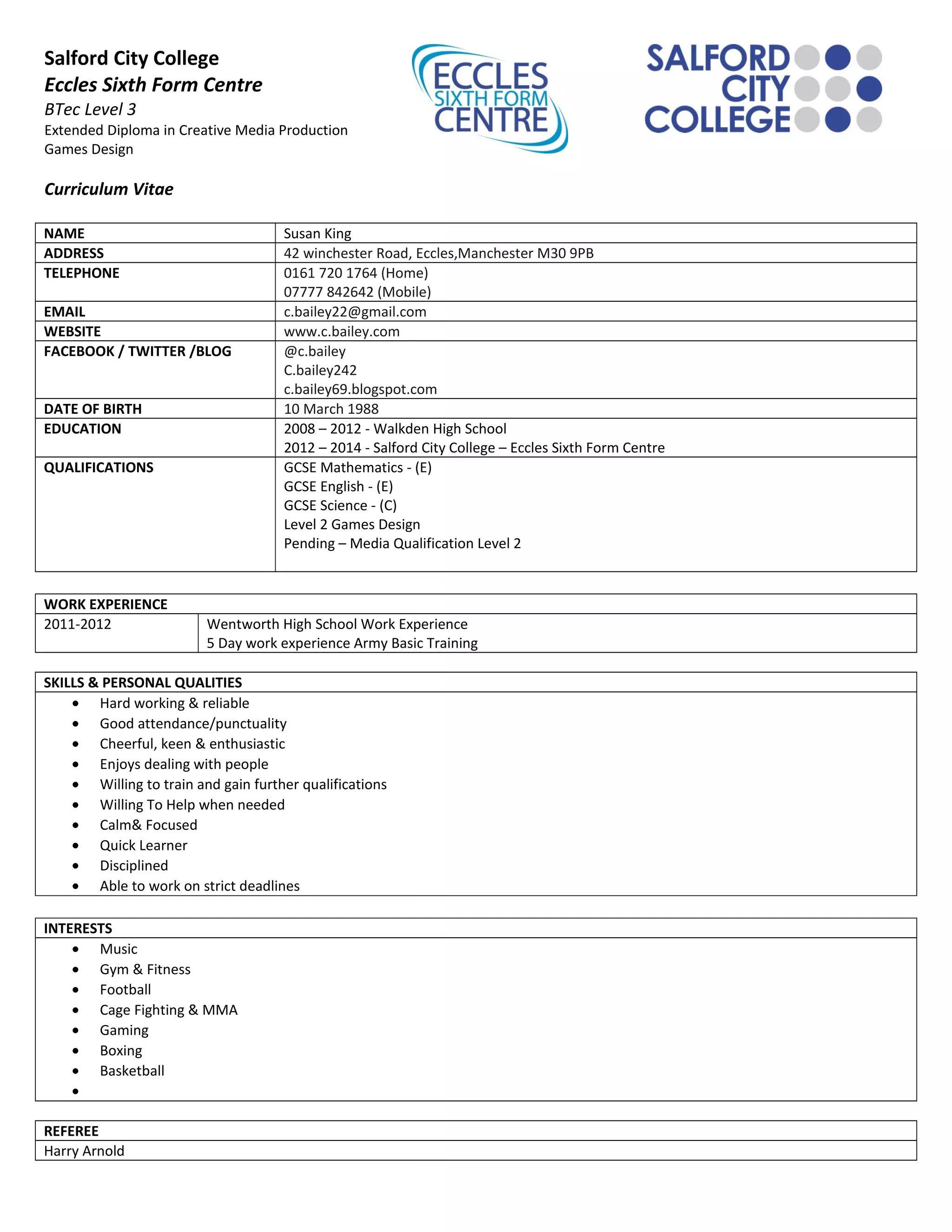 Cameron Bailey Cv | DOC