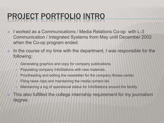 Project Portfolio - L-3/IS Communications/Media Relations | PPT