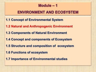 Nature and Composition of Natural Environment | PPT