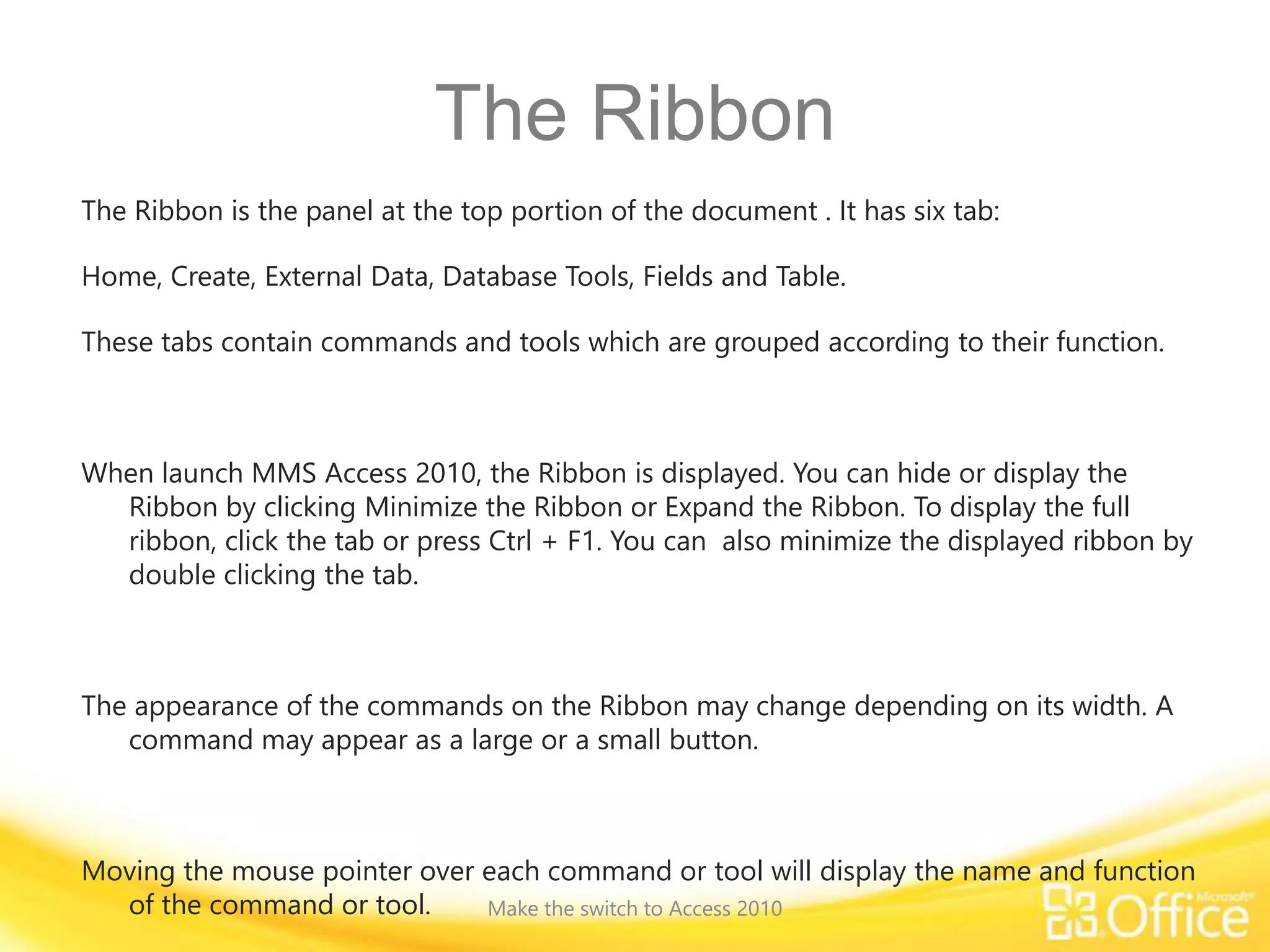 L3 ms access 2010 interface | PPTX