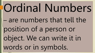 L3_Ordinal Numbers from first to tenth.pptx | Christianity | Religion ...
