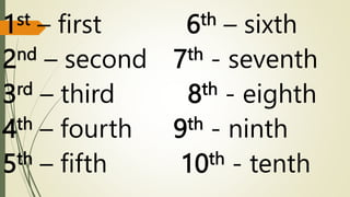 L3_Ordinal Numbers from first to tenth.pptx | Christianity | Religion ...