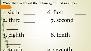 L3_Ordinal Numbers from first to tenth.pptx | Christianity | Religion ...