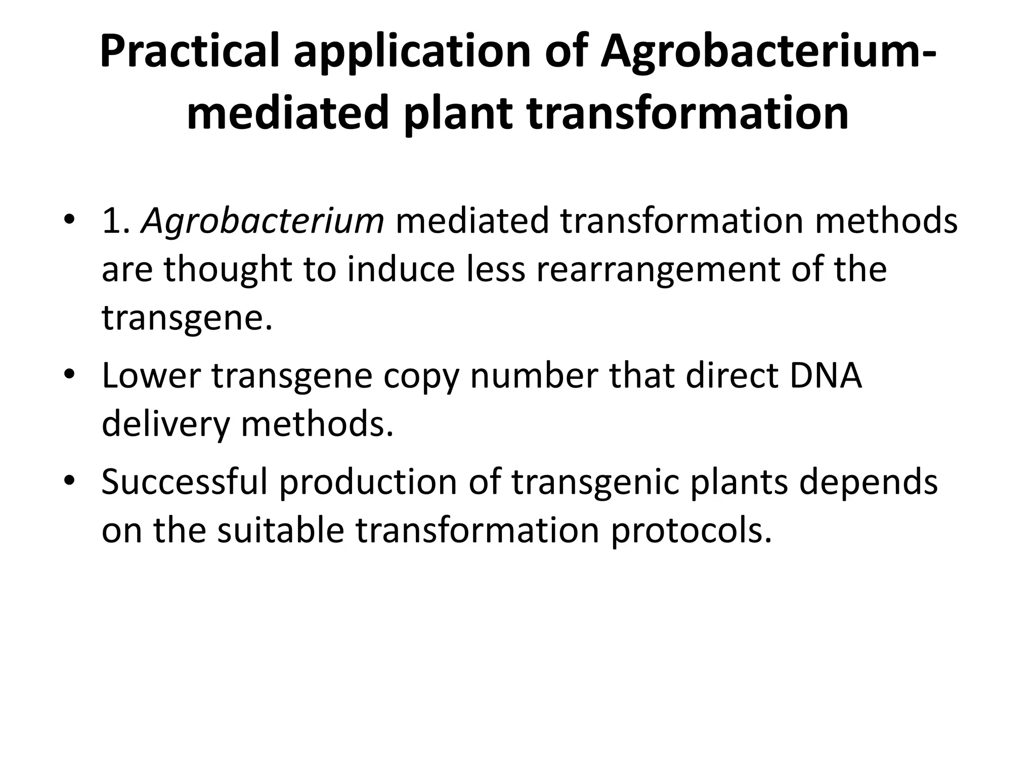Plant Transformation presentation via Biotechnology | PPT