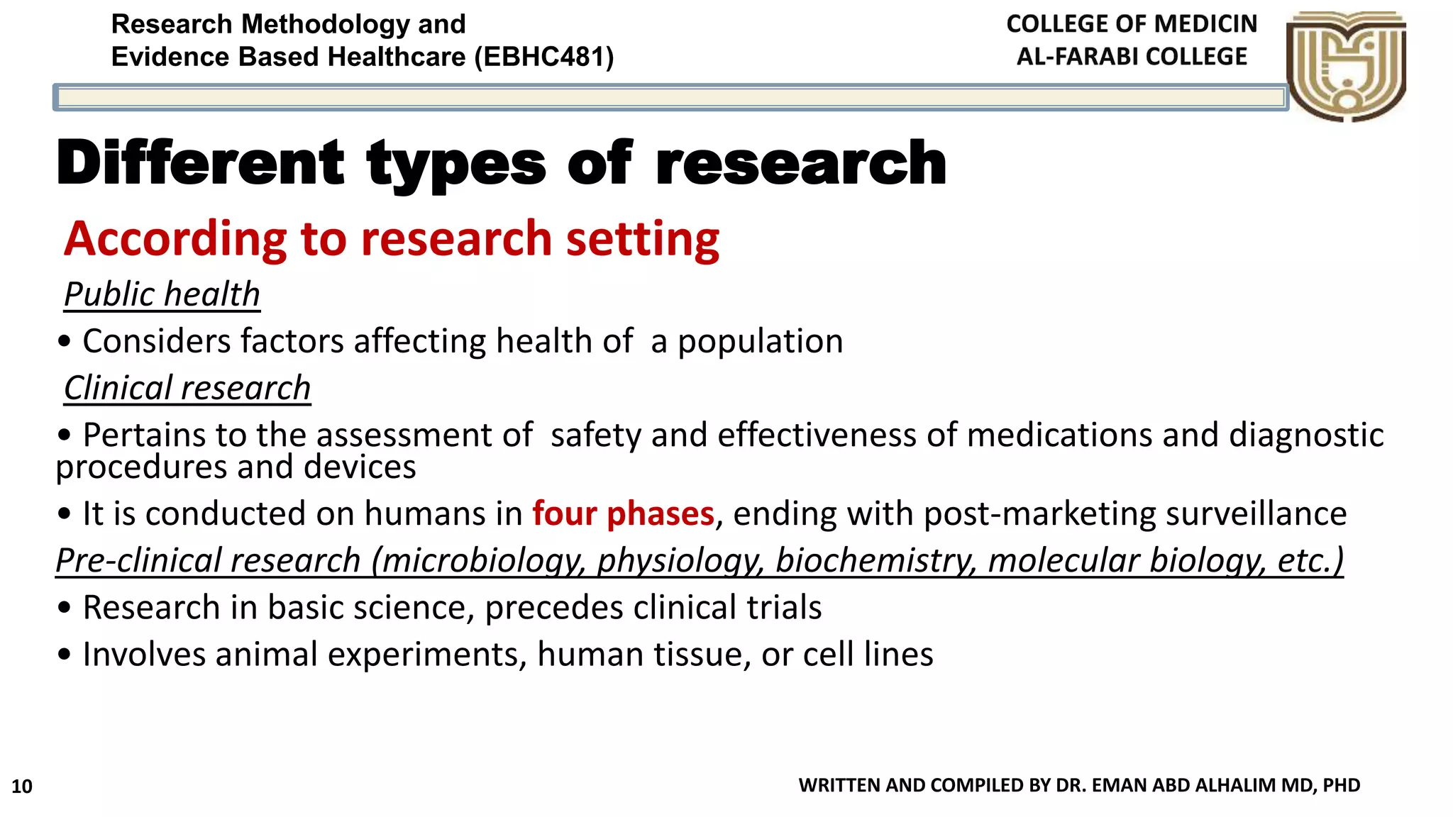 Different Types of health research | PPTX