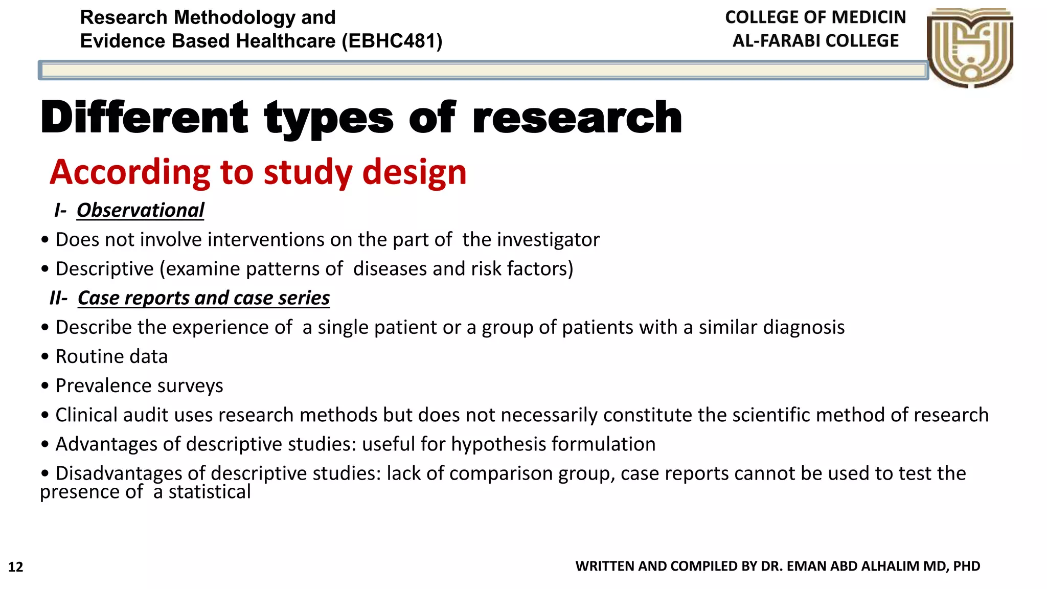 Different Types of health research | PPTX
