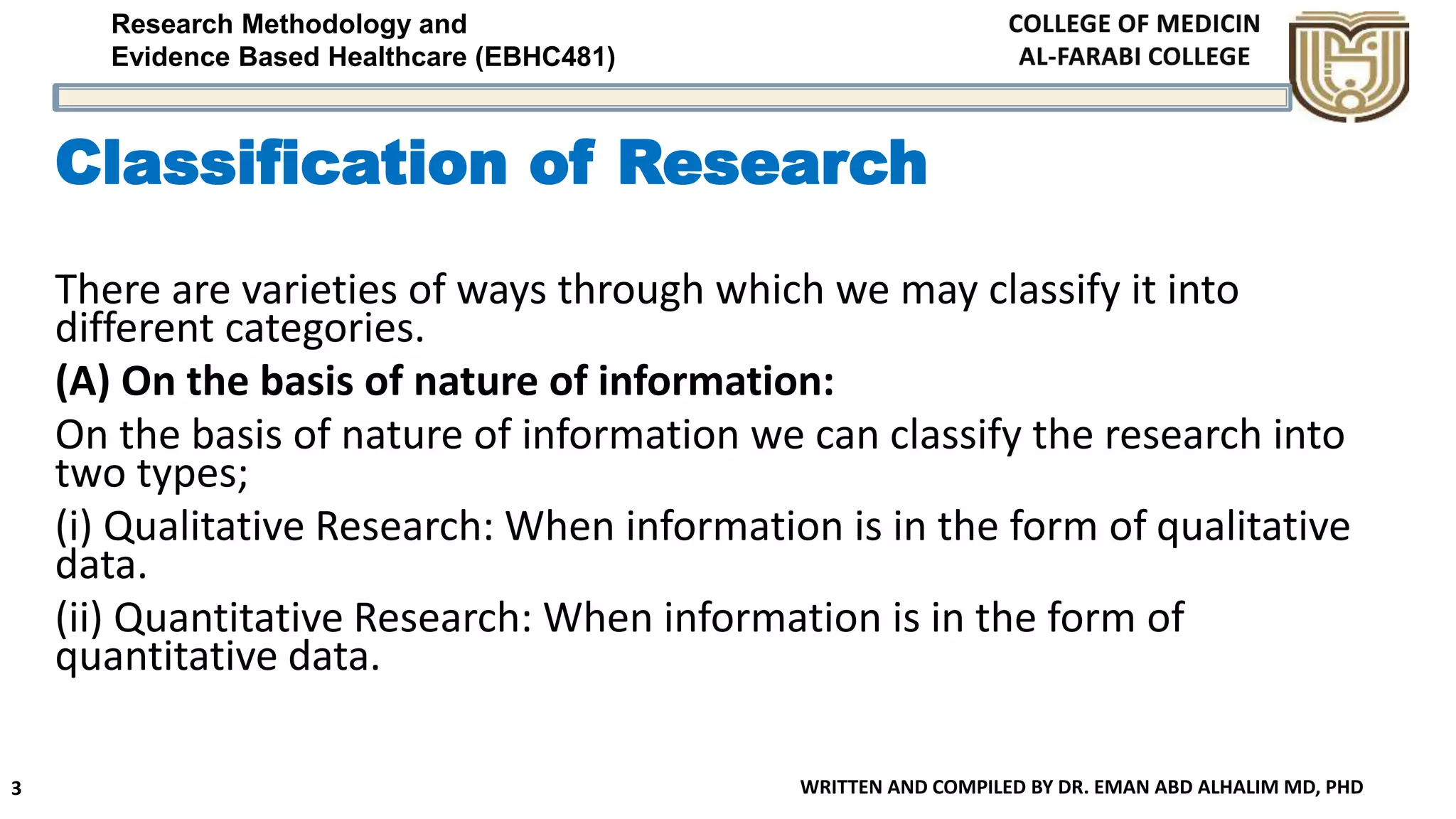 Different Types of health research | PPTX