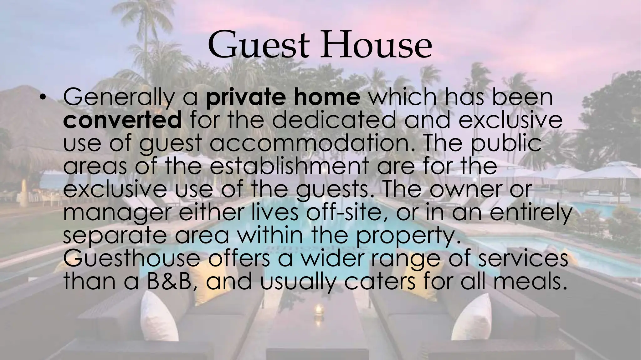 Types of Lodging Accommodations - Tourism & Hospitality Industry | PDF