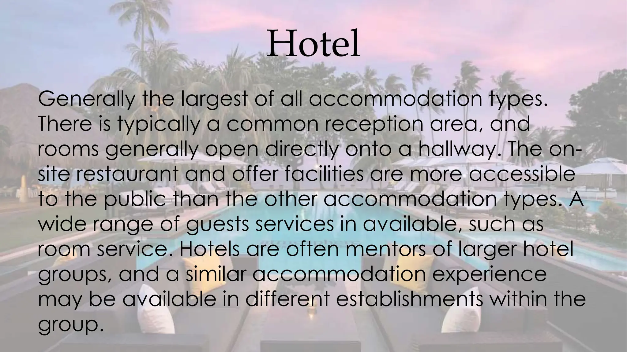 Types of Lodging Accommodations - Tourism & Hospitality Industry | PDF