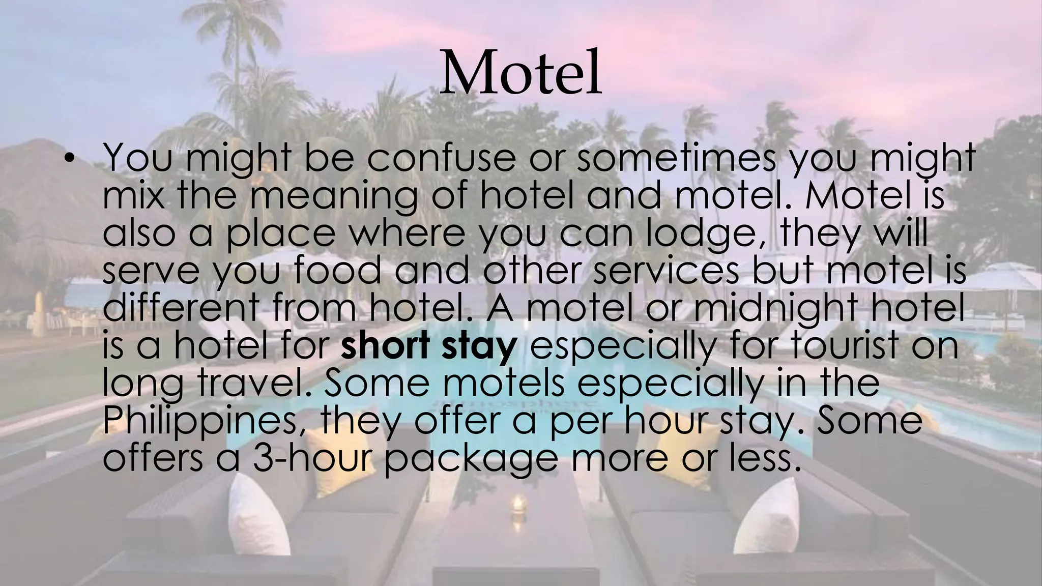 Types of Lodging Accommodations - Tourism & Hospitality Industry | PDF