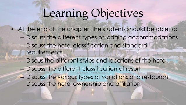 Types of Lodging Accommodations - Tourism & Hospitality Industry | PDF