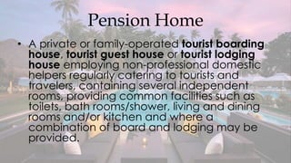 Types of Lodging Accommodations - Tourism & Hospitality Industry | PDF